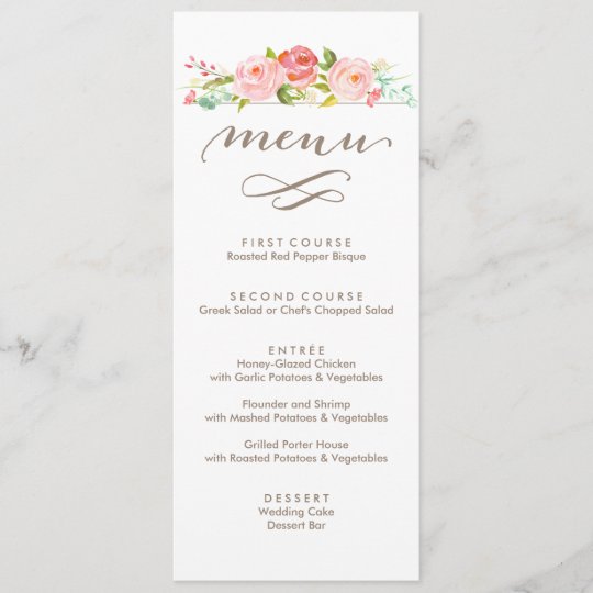 Rose Garden Floral Wedding Menu | Zazzle.com