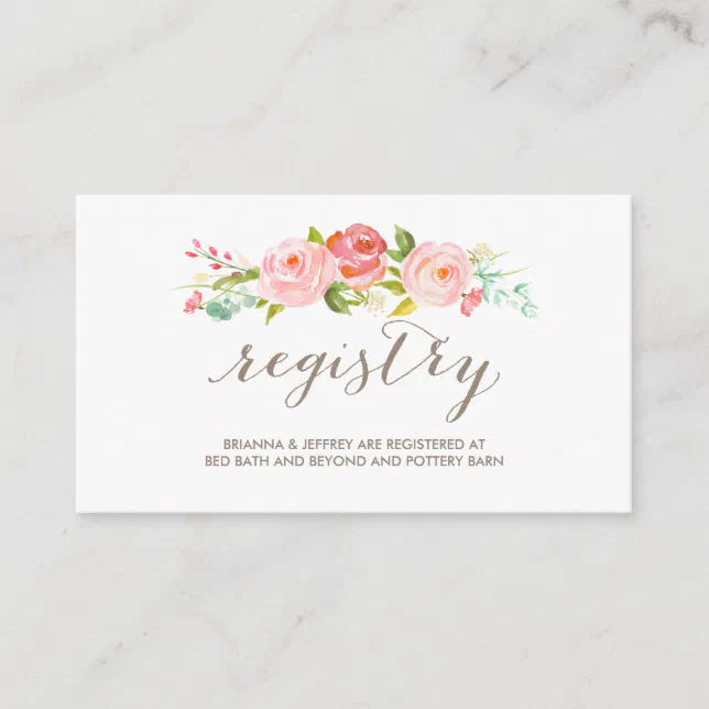 Rose Garden Floral Wedding Registry Card | Zazzle