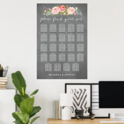 Rose Garden Floral Wedding Seating Chart | Zazzle