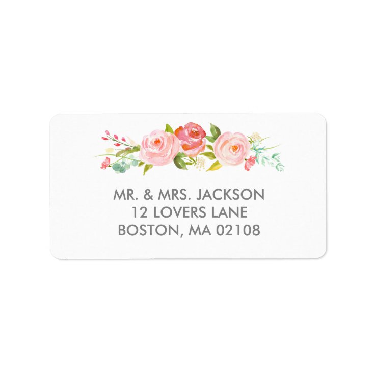 Rose Garden Floral White Address Label | Zazzle