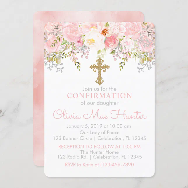Rose Garden Girl Confirmation Invitation | Zazzle