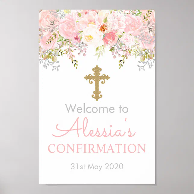 Rose Garden Girl Confirmation Welcome Poster | Zazzle