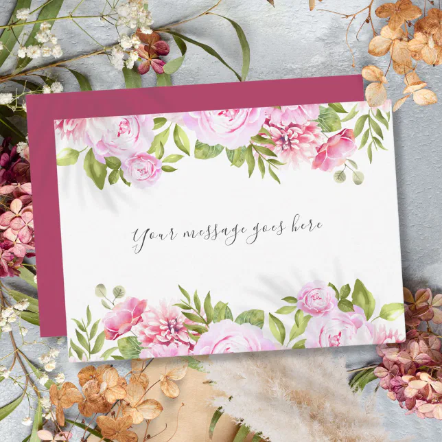 Rose Garden Greenery Personalized Message Thank You Card | Zazzle