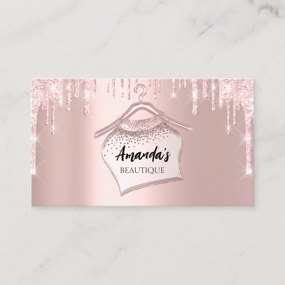 Rose Glitter Cloth Closet Hanger Boutique QR Code Business Card | Zazzle