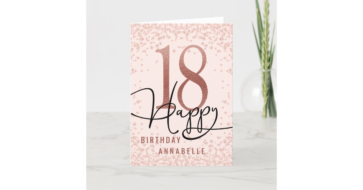 Rose God & Blush Pink 18th Birthday Card | Zazzle