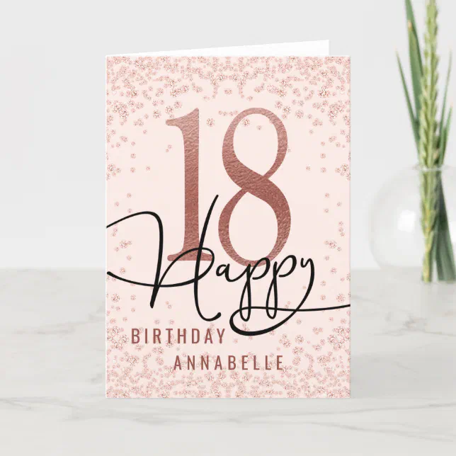 Rose God & Blush Pink 18th Birthday Card | Zazzle