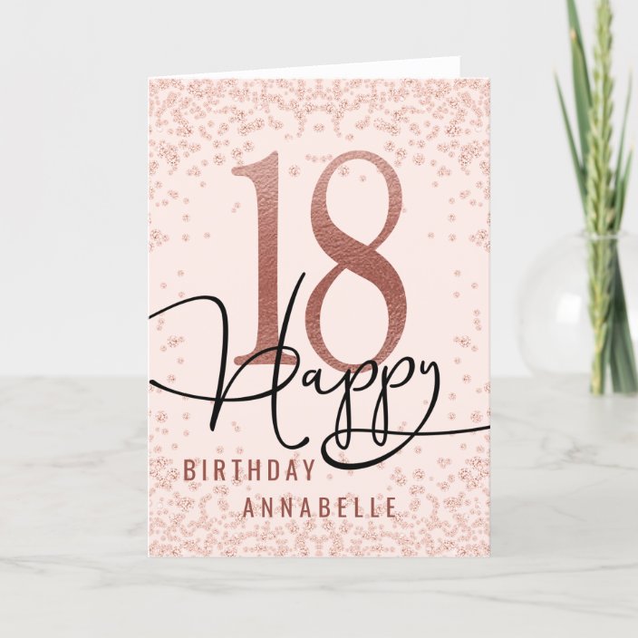 Rose God & Blush Pink 18th Birthday Card | Zazzle.com