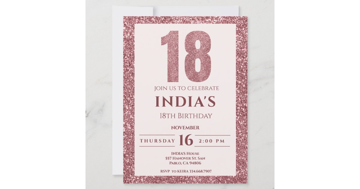 rose gold 18th birthday invitation | Zazzle
