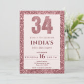 rose gold 34th birthday party invitation | Zazzle