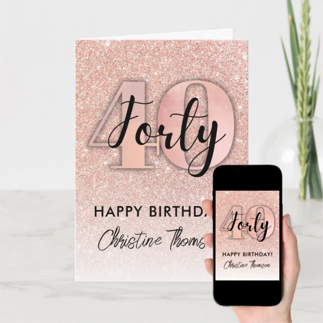 Rose Gold 40th Birthday Card | Zazzle