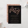 Rose Gold 40th Birthday Invitation Template | Zazzle