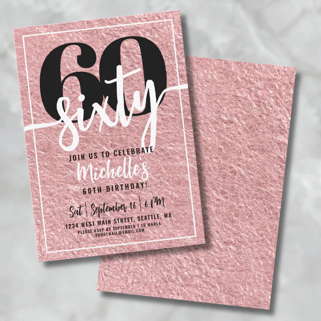Rose Gold 60th Birthday Party Invitation | Zazzle