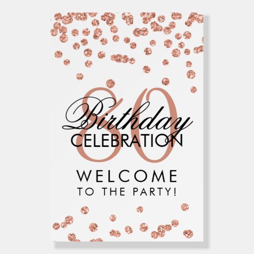 Rose Gold 80th Birthday Party Glitter Confetti Foam Board | Zazzle