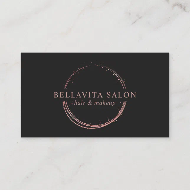 Rose Gold Abstract Circle Salon Logo Business Card | Zazzle