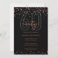 Rose gold and black glitter sparkle 60th birthday invitation | Zazzle