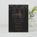 Rose gold and black glitter sparkle 60th birthday invitation | Zazzle