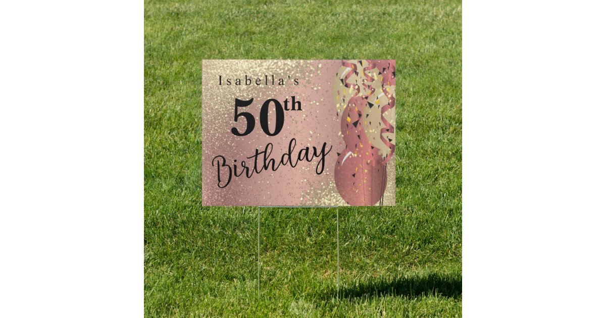 Rose Gold and Gold Glitter Birthday Sign | Zazzle
