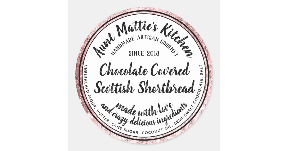 Rose Gold Artisan Gourmet Ingredients Food Label | Zazzle