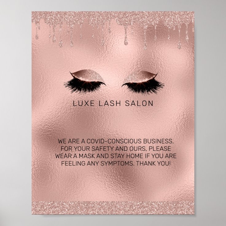 Rose Gold Beauty Salon Covid Conscious Safety Poster | Zazzle