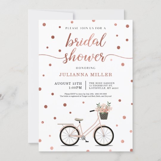 Rose Gold Bicycle Bridal Shower Invitation | Zazzle.com