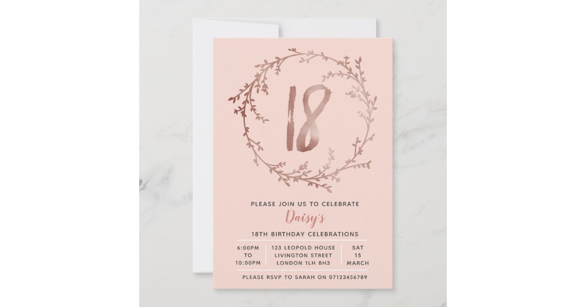 Rose Gold Birthday Girls 18th birthday invitation | Zazzle