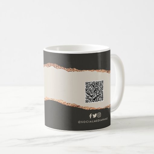 Rose gold black elegant modern girly price QR code Coffee Mug | Zazzle