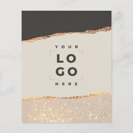 Rose gold black elegant modern girly price QR code Flyer | Zazzle