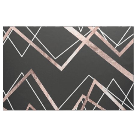 Rose Gold And Black Geometric Shapes Pattern Fabric | Zazzle