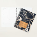 Rose gold black marble with copper label school planner | Zazzle