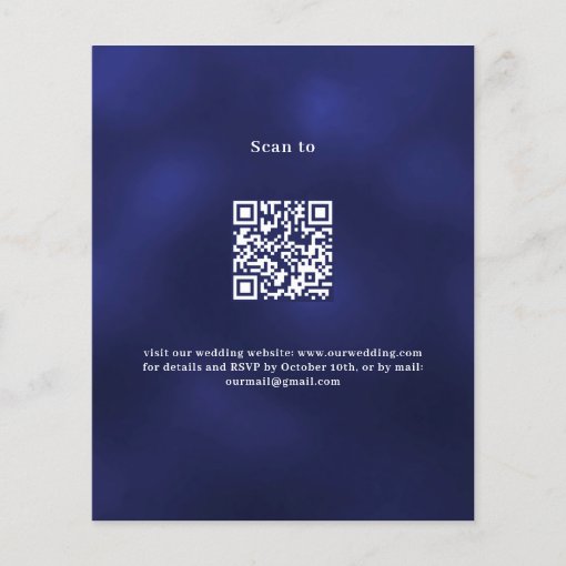 Rose gold blue QR RSVP budget wedding invitation | Zazzle