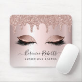 Rose Gold Blush Glitter Drips Lash Extensions Mouse Pad | Zazzle