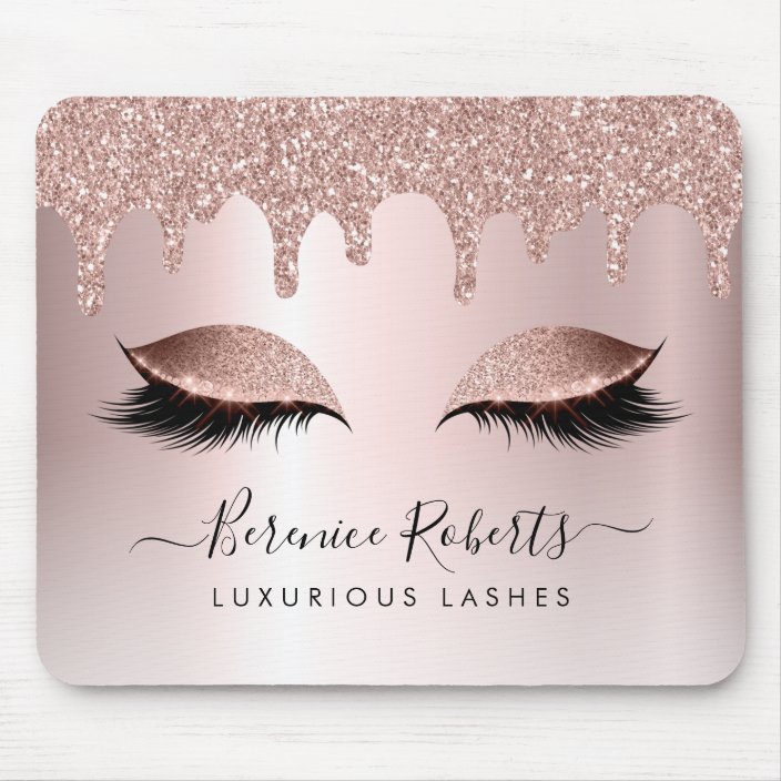 Rose Gold Blush Glitter Drips Lash Extensions Mouse Pad | Zazzle.com
