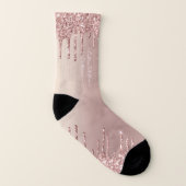Rose Gold Blush Glitter Sparkle Drips Custom Text Socks | Zazzle