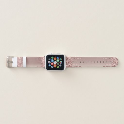 Rose Gold Blush Glitter Sparkle Drips Girly Chic Apple Watch Band | Zazzle