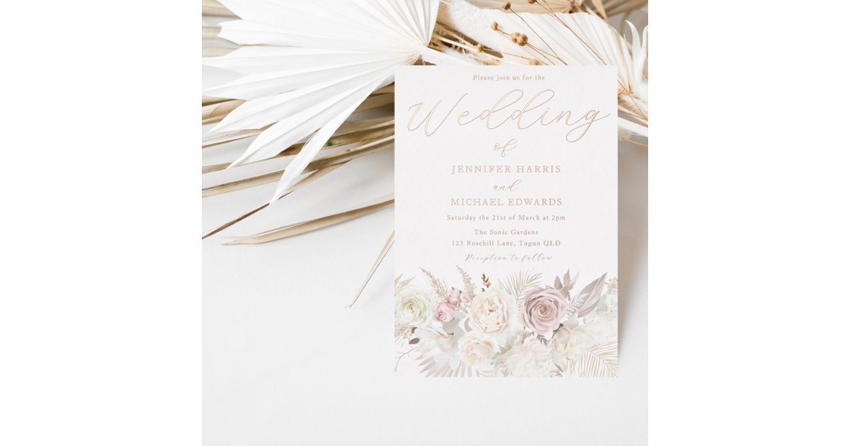 Rose Gold, Blush & Ivory Floral Wedding Foil Invitation | Zazzle