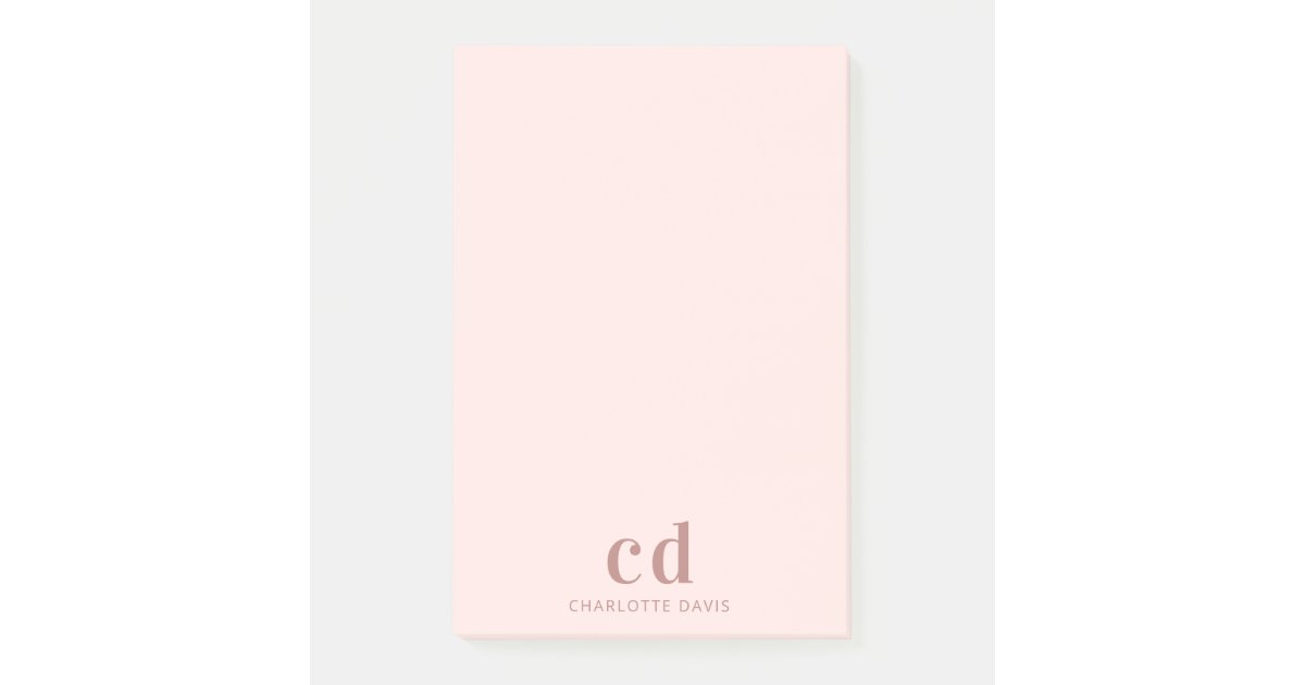Rose gold blush monogram minimalist post-it notes | Zazzle