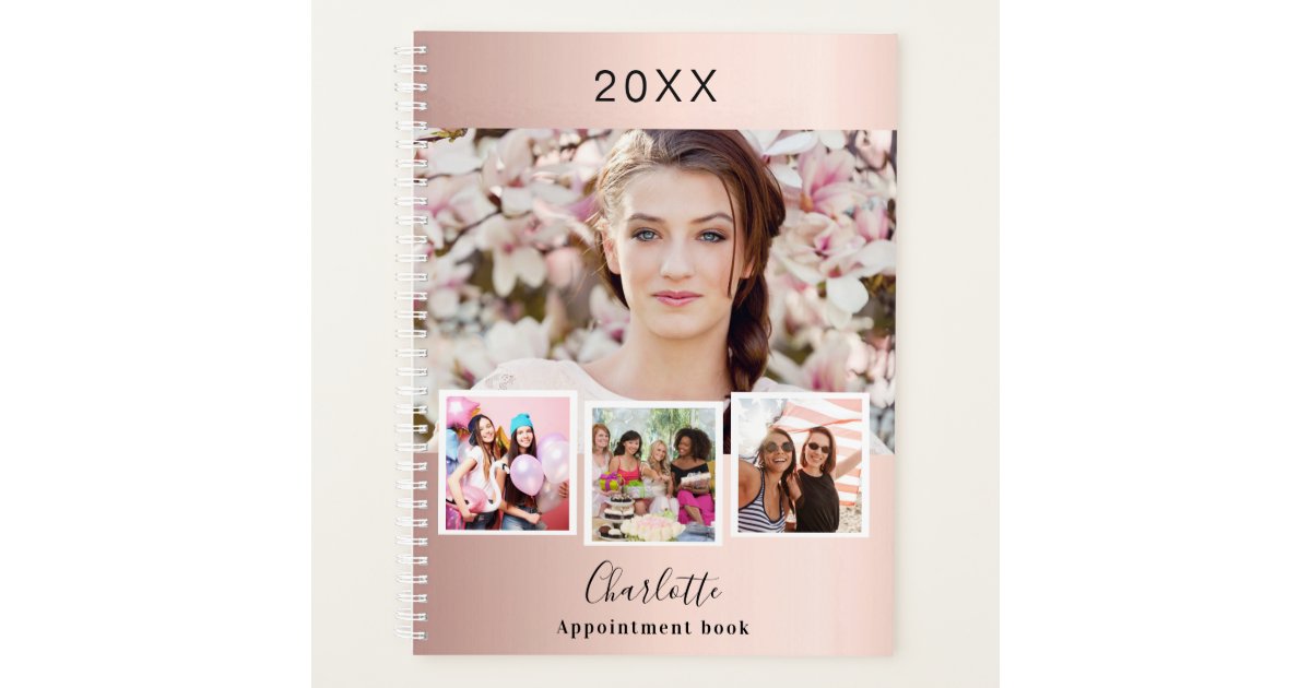 Rose gold blush photo collage appointments 2025 planner | Zazzle