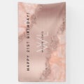 Rose Gold Blush Pink Agate Geode Glitter Monogram Banner | Zazzle