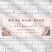 Rose Gold Blush Pink Glitter Agate Geode Business Banner | Zazzle