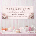 Rose Gold Blush Pink Glitter Agate Geode Business Banner | Zazzle