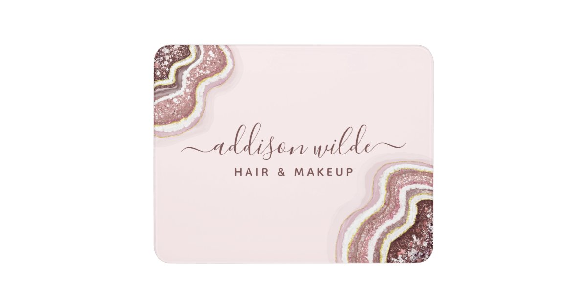 Rose Gold Blush Pink Glitter Agate Geode Door Sign | Zazzle
