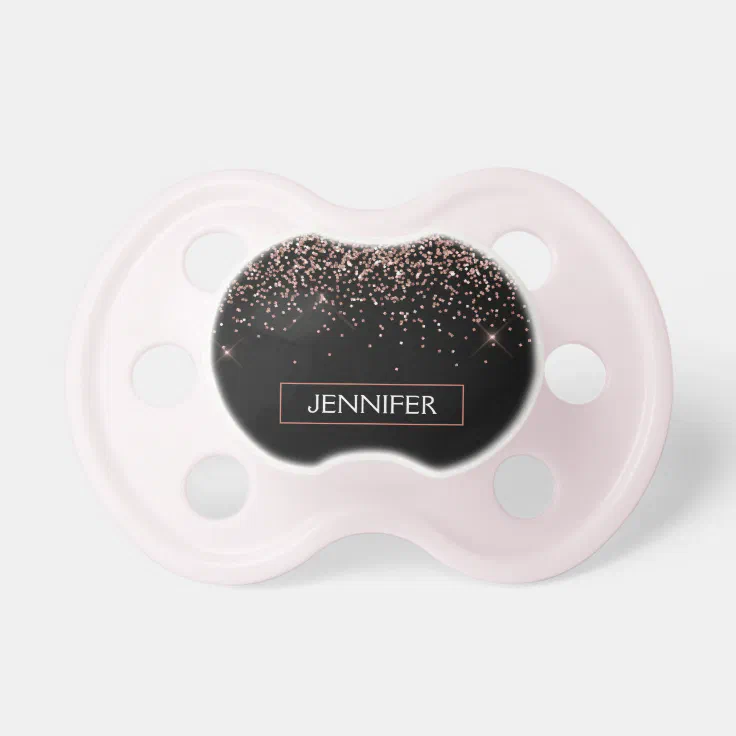Rose Gold Blush Pink Glitter Monogram Girly Pacifier | Zazzle