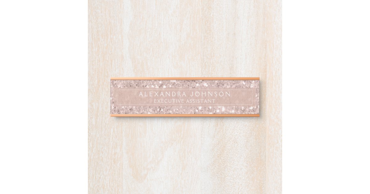 Rose Gold - Blush Pink Glitter Sparkle Modern Chic Door Sign | Zazzle