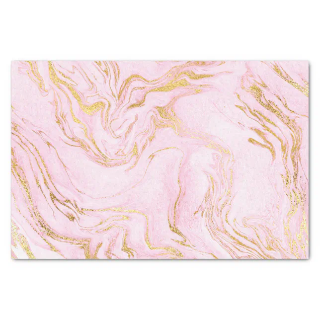 Rose Gold Blush Pink Marble White Abstract Metalli Tissue Paper | Zazzle