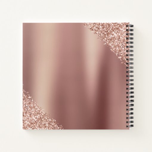 Rose Gold Blush Pink Monogram Glitter Eyelashes Notebook | Zazzle