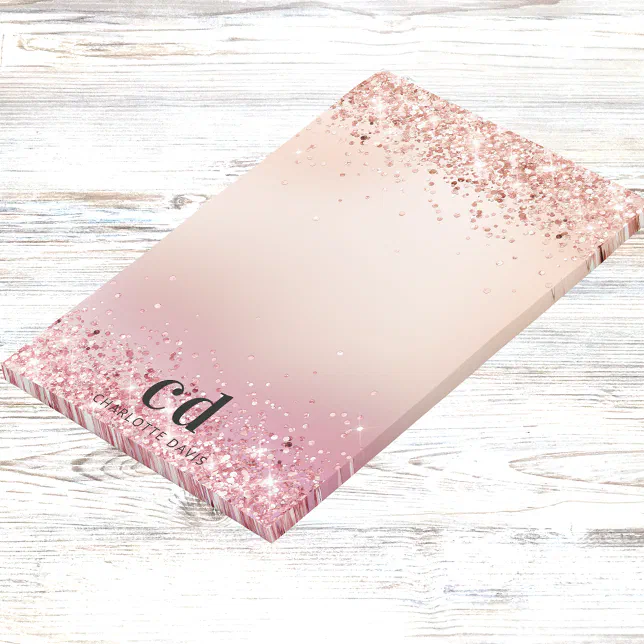 Rose gold blush pink monogram post-it notes | Zazzle