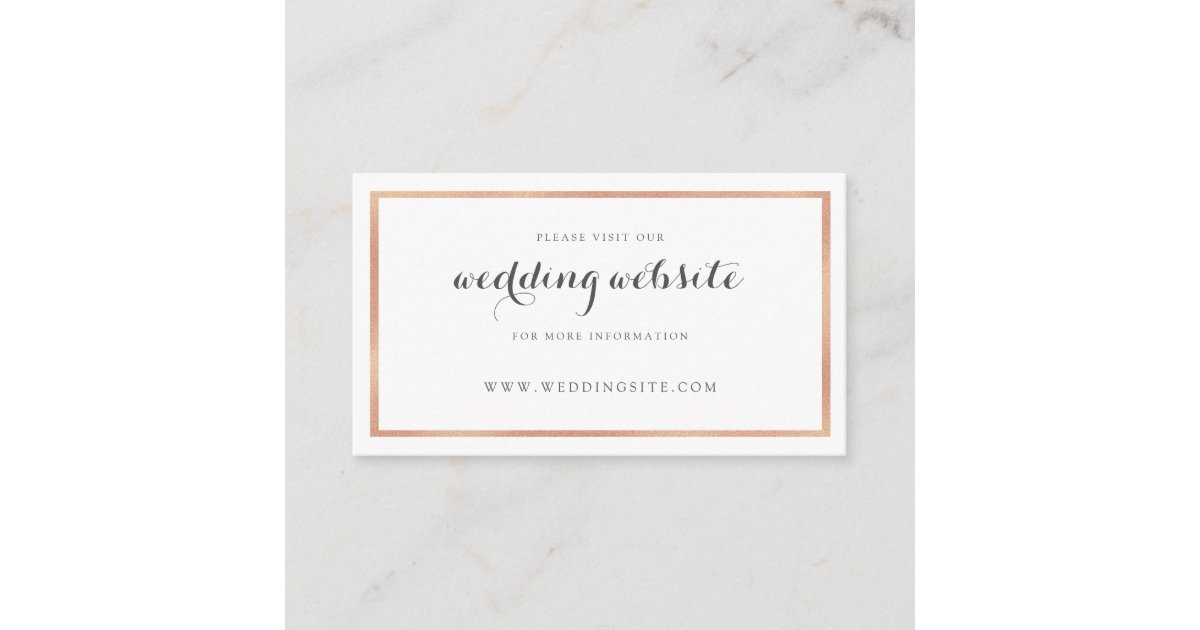 Rose Gold Border Modern Wedding Website Card | Zazzle