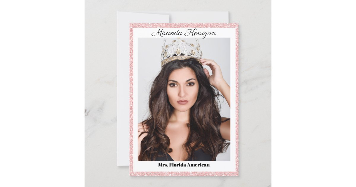 Rose Gold Border Pageant Autograph Card | Zazzle