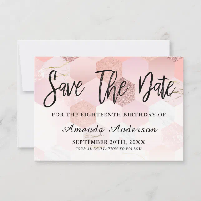 Rose Gold Brush Script 18th Birthday Save The Date | Zazzle