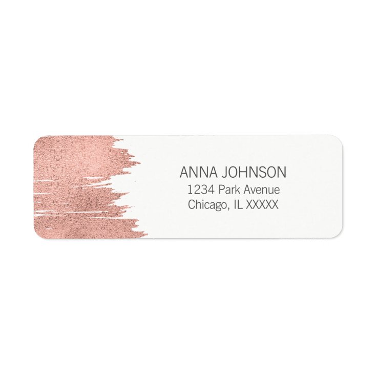 Rose Gold Brushstroke Bridal Shower Address Label | Zazzle